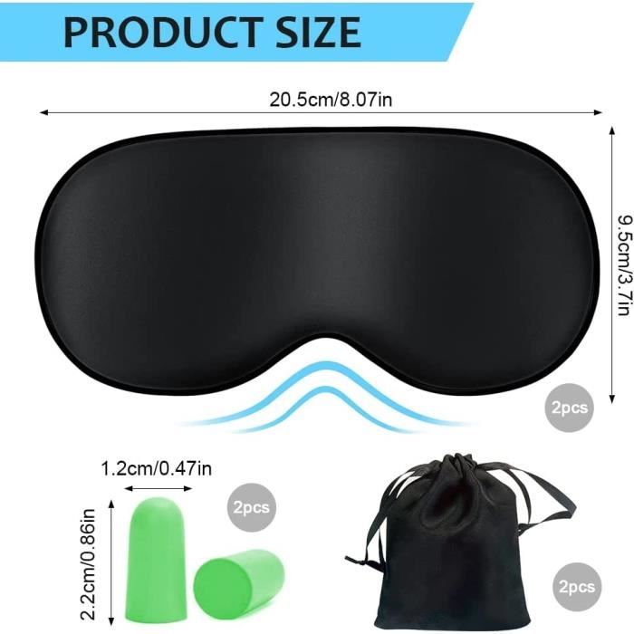 Masques De Sommeil - Lot 2 Masque Nuit Soie Femme Homme Cache Yeux ...