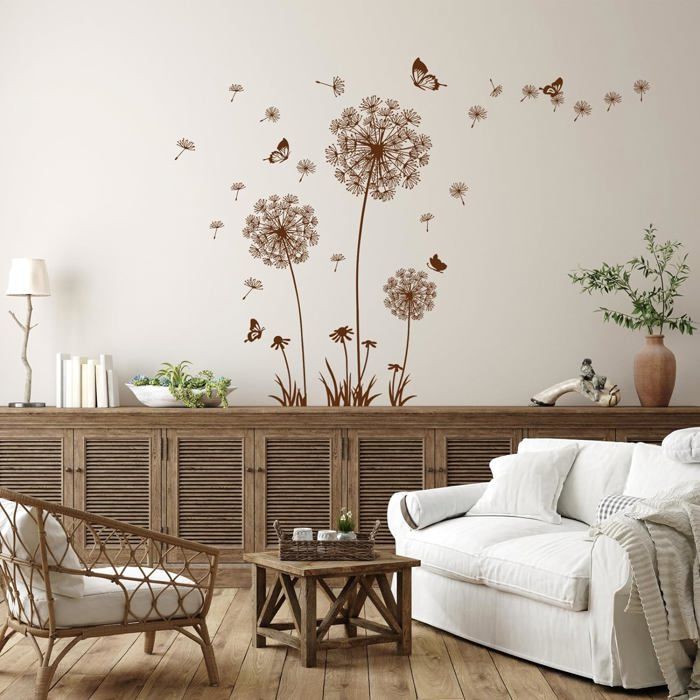 Stickers Muraux Pissenlit Autocollants Muraux Fleurs Sticker Mural ...