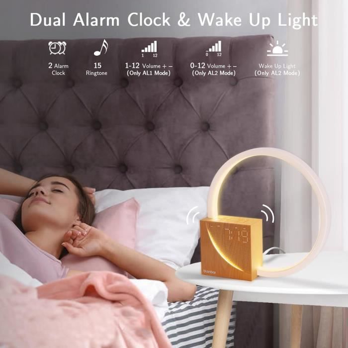 Lampe De Chevet 10w Avec Fonction De Charge Usb, Réveil Lumière Touch ...