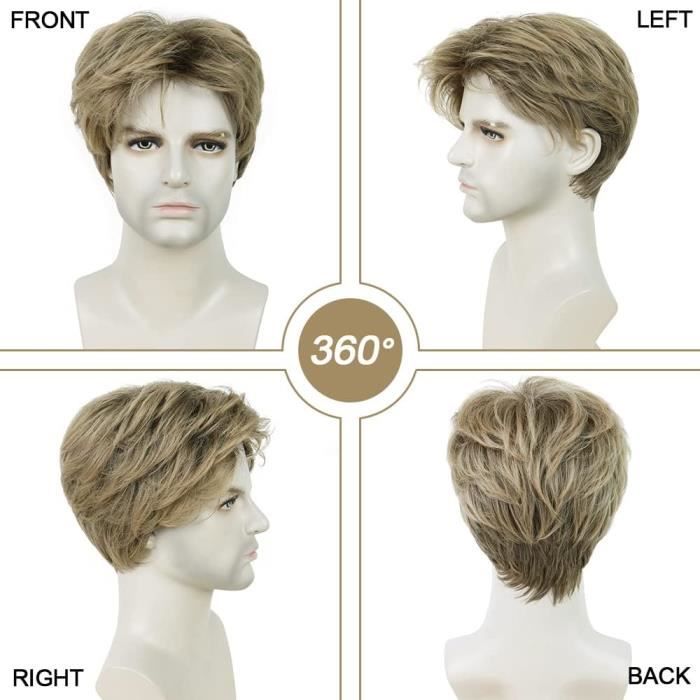 Perruque Homme Naturel Avec Frange Latérale Perruque Blonde Homme ...