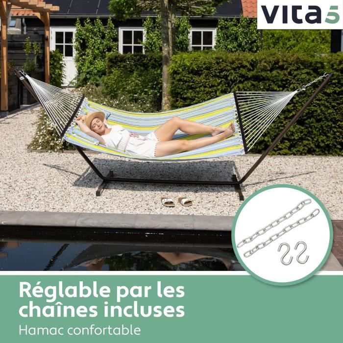 Hamac sur Pied 2 Places avec Coussin - Hamac 2 Personnes Portable ...