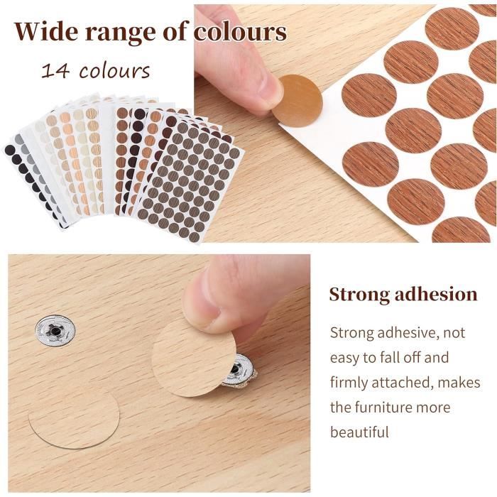 14 Feuilles Cache Vis Auto-Adhésif,540 Pièces Couvre Vis Imperméable En ...