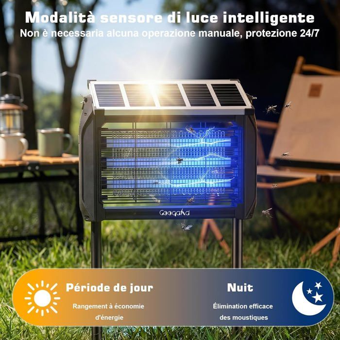 Lampe Anti Moustique Solaire Exterieur, 4500V Lampe Anti Mouche avec ...
