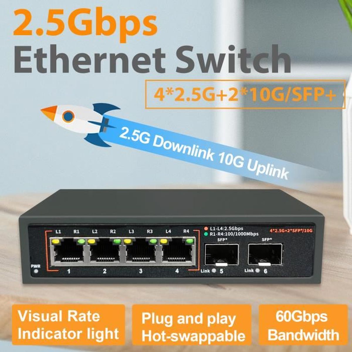 Switch ethernet Commutateur 2,5G non géré pour réseau Ethernet multi ...