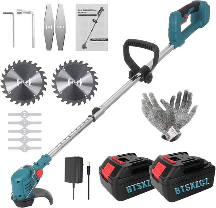 Coupe-Bordure/Tondeuse sans Fil Tondeuse à Gazon Amovible de 6'' avec 2 Batteries et Chargeur ...