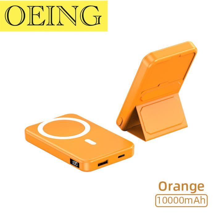 Orange 10000mah-Macsafe Banque'alimentation magnétique sans fil,15W ...