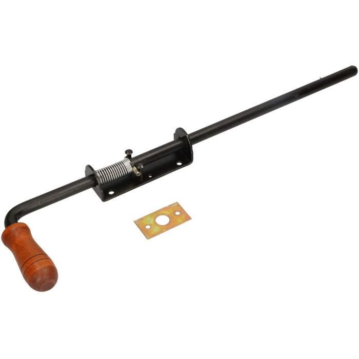 Verrou à ressort 480 mm - Noir - Inoxydable - Poignée en bois ...