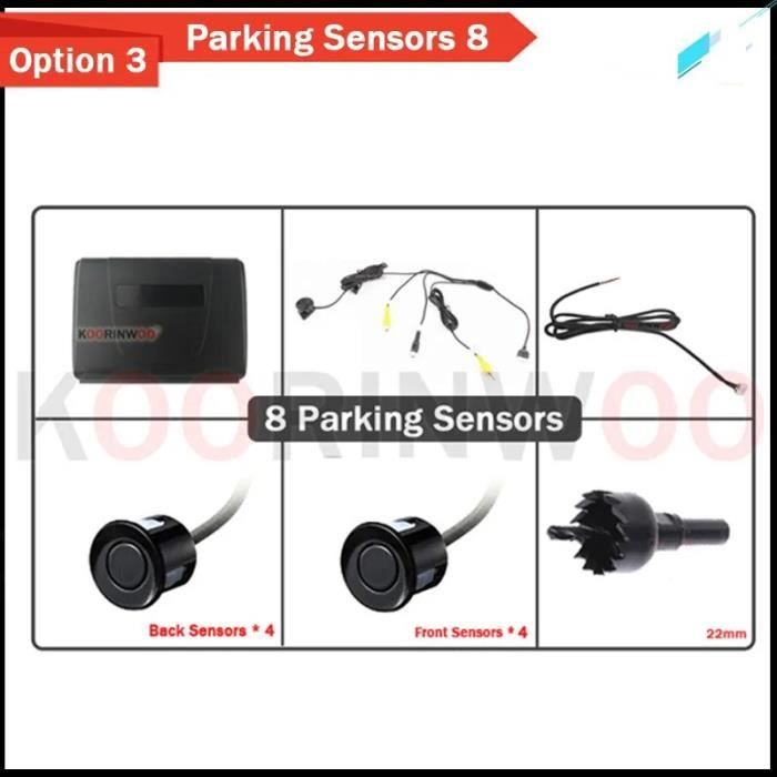 Capteur d'aide au,Koorinwoo-Kit Complet de 8 Capteurs de Stationnement ...