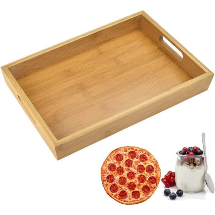 Plateau De Service En Bois Rectangulaire 39*26*4Cm Plateau De Service Avec Poignées Plateau En ...