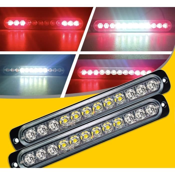 2 Pcs 7.5" Led Blanc Rouge Feux Stroboscopique, Flash Led, 12V 24V ...
