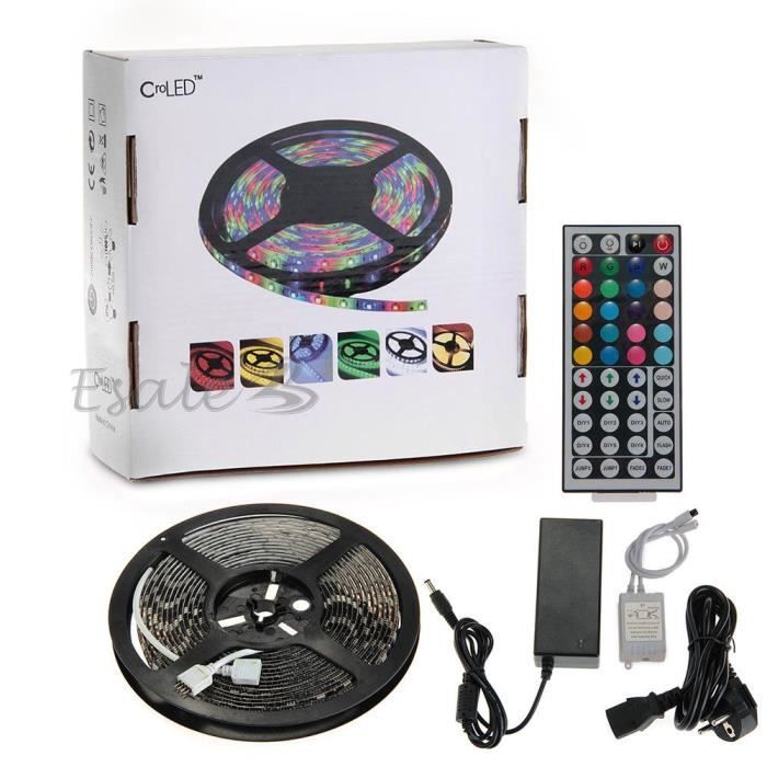 5M 3528SMD 300 LEDs Bande Lumineuse Ruban Lampe RGB RVB + Télécommande - Cdiscount Maison