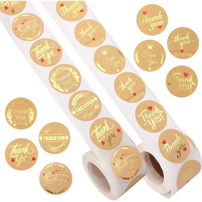 Merci stickers, 500 pièces étiquettes autocollantes rondes, étiquette ...