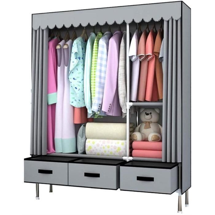 Armoire de Garde-Robe Portable avec tiroir Tissu Tissu Armoire Armoire ...