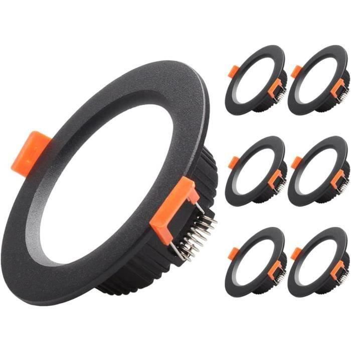 Spot Led Encastrable Extra Plat Noir (6 Pack), IP44 LED Spot Salle de Bain,5W 500LM Equivalent ...