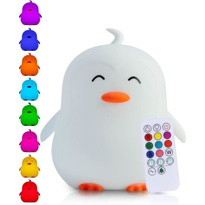 ® Veilleuse Pingouin (Grand) - Avec Fonction De Tapotement Et Télécommande - Lampe Led De Nuit ...