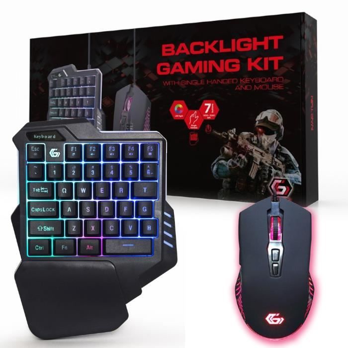 Ensemble Clavier Gamer 1 Main OOH 35 Touches et Souris Gaming LED RGB ...