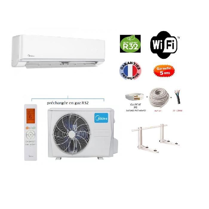 Pack Climatiseur réversible Mono-split MIDEA ARUM A++ 3500w 35m2 + kit ...