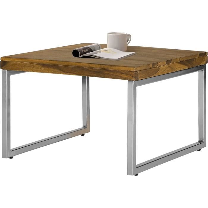 WOMO-DESIGN Table Basse Verona 60x40x60 cm, Table eois Sheesham Naturel ...