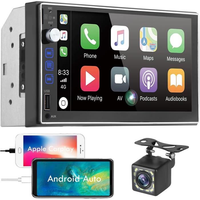 Autoradio 2 Din Avec Apple Carplay Et Android Auto - Écran Tactile 7", Caméra De Recul 12 Led ...