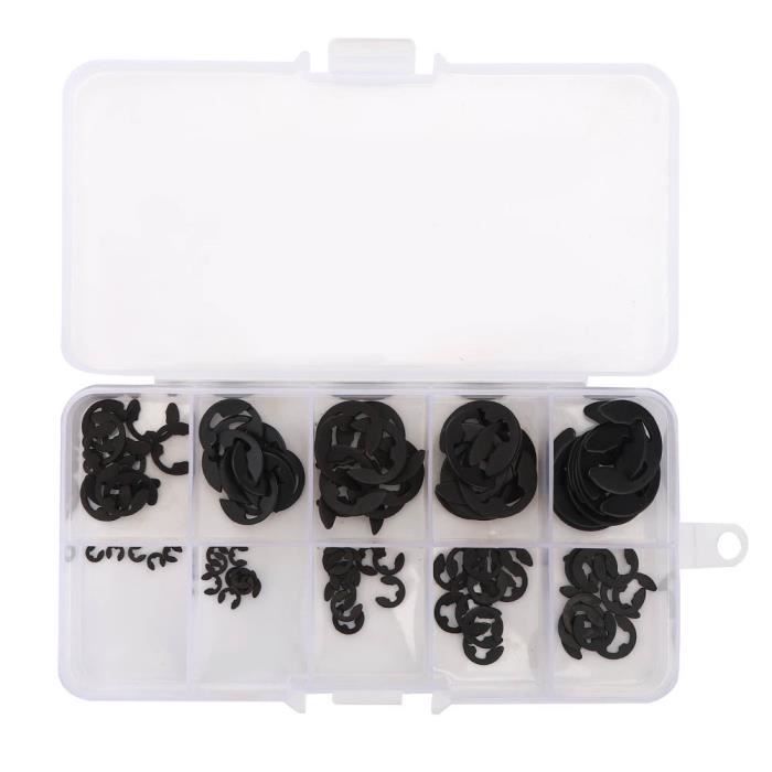 FHE 120Pcs E-Clip Snap Circlip Kit Anneau de retenue ouvert Acier au ...