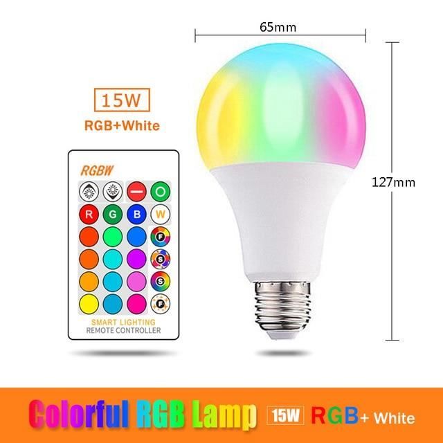 Ampoule,RGB White 15W-Oui--Ampoule LED RGB E27 5W 10W 15W, lampes 110V 220V, lampe de couleur ...