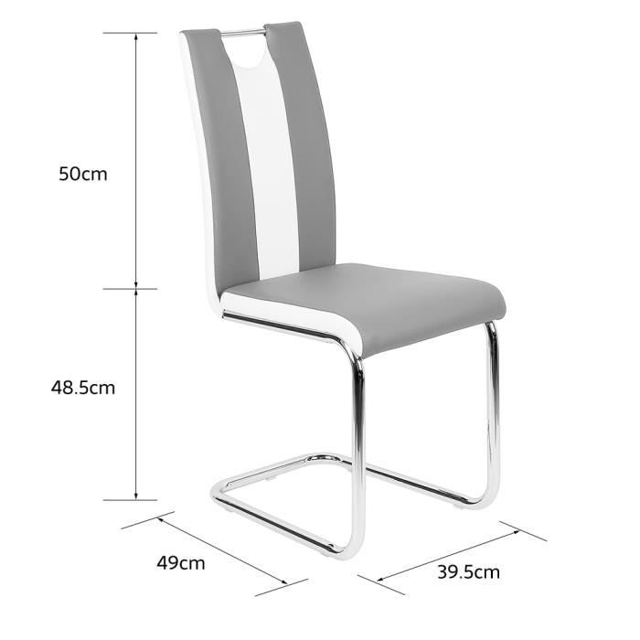 MING Lot de 8 Chaise salle à manger Girs en Similicuir Pieds en métal ...