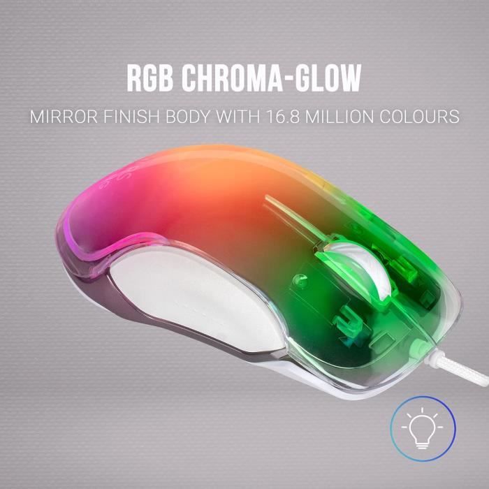 Mmglow, Souris Gaming Rgb Chroma-Glow, Finition Miroir, Ultra-Légère ...