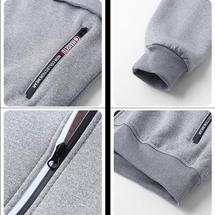 Sweat à Capuche Homme Avec Zippée Doublure en Polaire Sweat-shirt Chaud ...