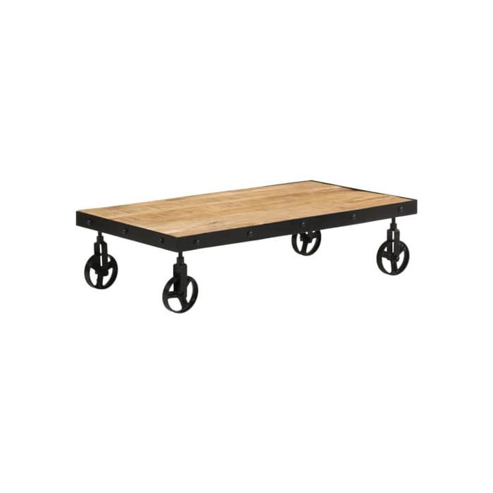 Table basse avec roulettes - vidaXL - Bois de manguier massif ...