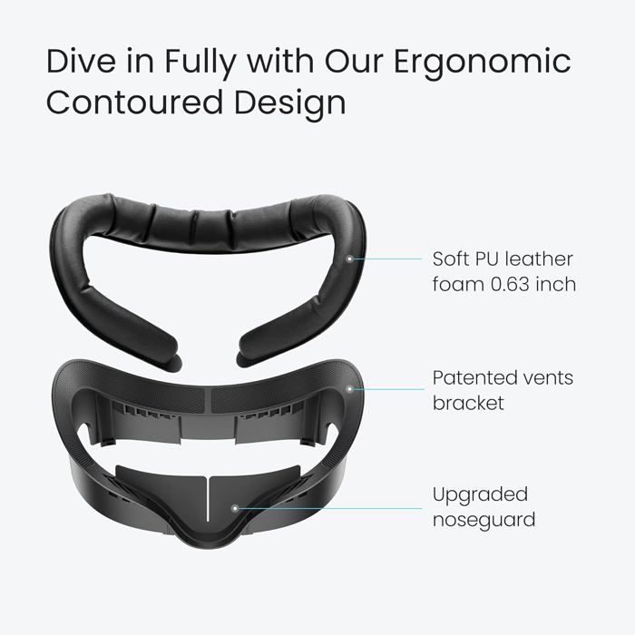 Couvre-visage pour Meta Quest 3 - WOOPSO - Interface faciale en cuir PU ...