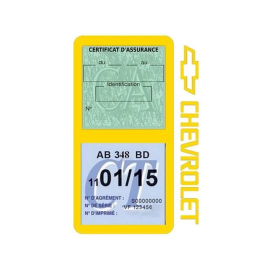 CHEVROLET VD1 JAUNE POCHETTE ETUI VIGNETTE ASSURANCE VOITURE ET ...