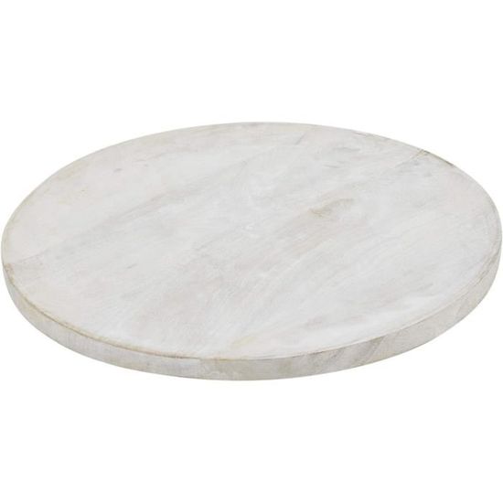 Plateau Rond Classique En Bois Blanc Délavé - Plateau De Présentation ...