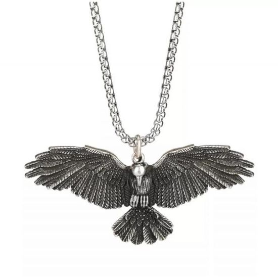 AL1352-Silver - Collier avec pendentif en forme'aigle et corbeau pour ...