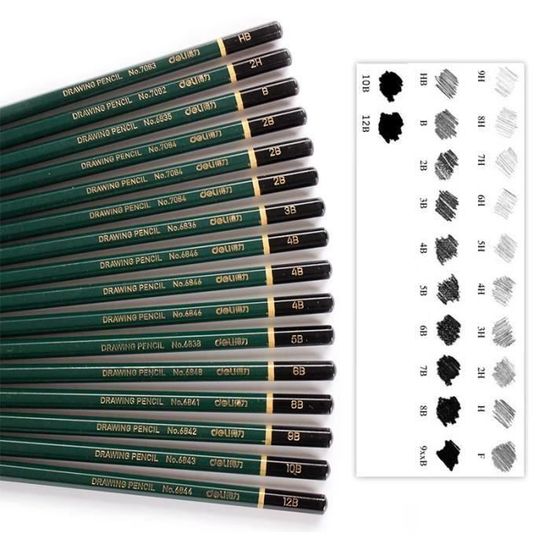 Set de 16 crayons de bois 2H HB B 2B 3B 4B 5B 6B 8B 9B 10B 12B Crayons de Dessin Crayons Croquis pour Dessiner esquisse Set Art Cdiscount Beaux Arts et