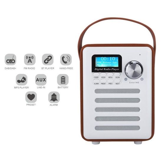 Radio, haut-parleur de radio FM indépendant en bois LCD multifonction ...