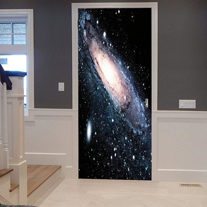 Papier Peint Porte Adhesif Univers Galaxie Ciel Étoilé 90 X 210 Cm ...