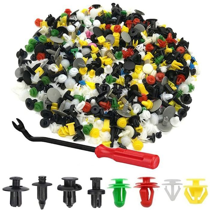 Lot de 500 clips de rivets en plastique, fixation universelle en ...