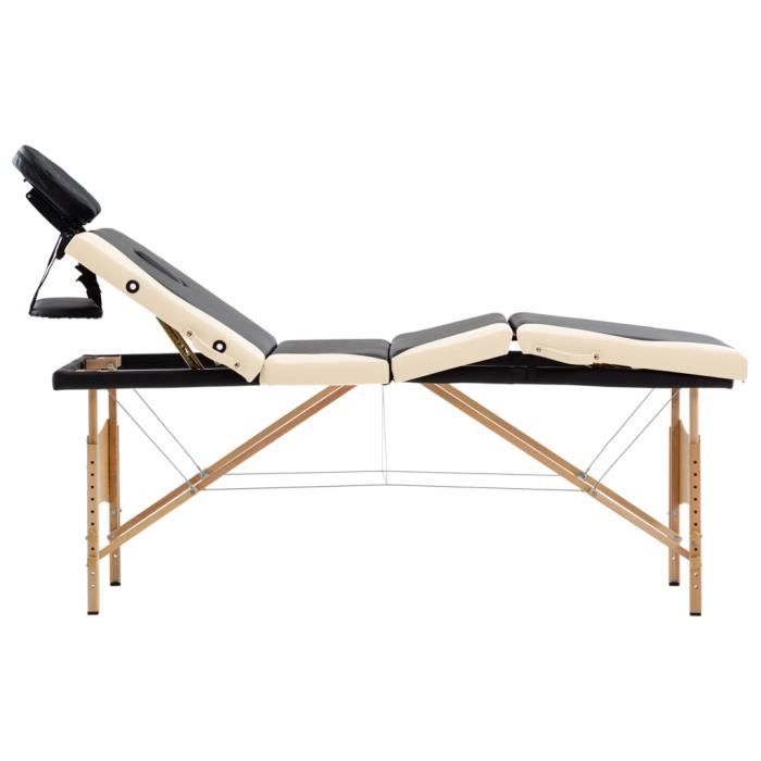 Table De Massage Pliable 4 Zones Bois Noir Et Beige Ako7370392765188