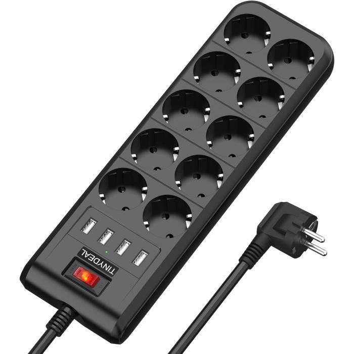 Multiprise Electrique (4000W-16A) Multiprise 10 Prises Avec 4 Ports Usb ...