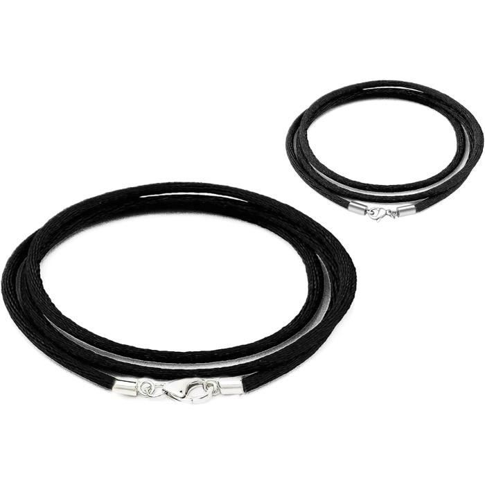 Chaîne En Cordon De Soie Noire De 2 Mm Pour Femme Avec Fermoir ...