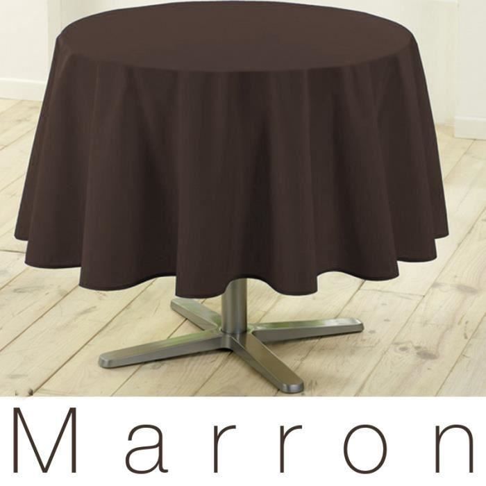 Nappe Ronde Anti-tache 180cm Design Actuel -Marron - 100% Polyester ...
