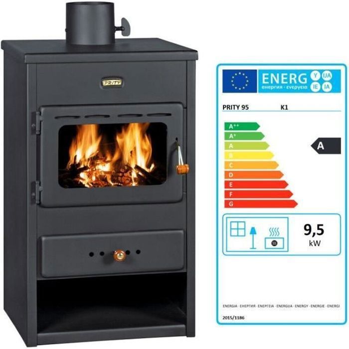 Poêle à bois Prity K1 9,5 kW acier noir - Cdiscount Bricolage