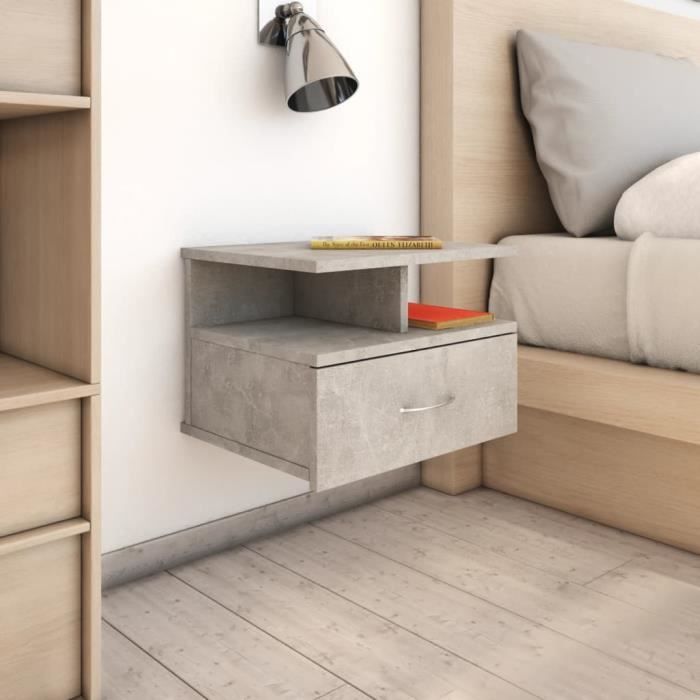 Tables de Chevet mural avec 1 tiroir et étagère - 40 x 31 x 27 cm ...