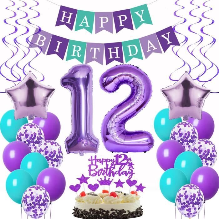 Decoration 12 Ans Anniversaire Fille, Ballons 12 Ans Anniversaire Fille ...