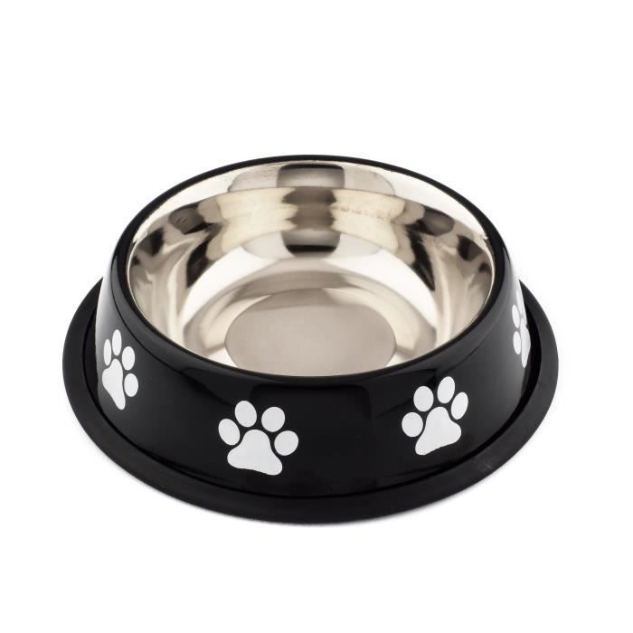 Gamelle en inox Ø 15 cm antiderapante Noire pour chien ou chat - Cdiscount