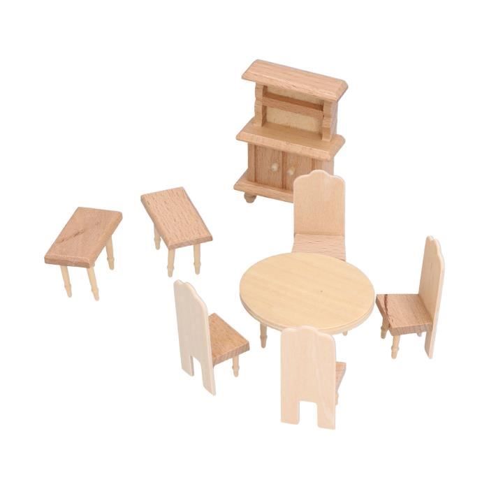 Ensemble de chaise de table à manger - GOTOTOP - Maison de poupée - 8 ...