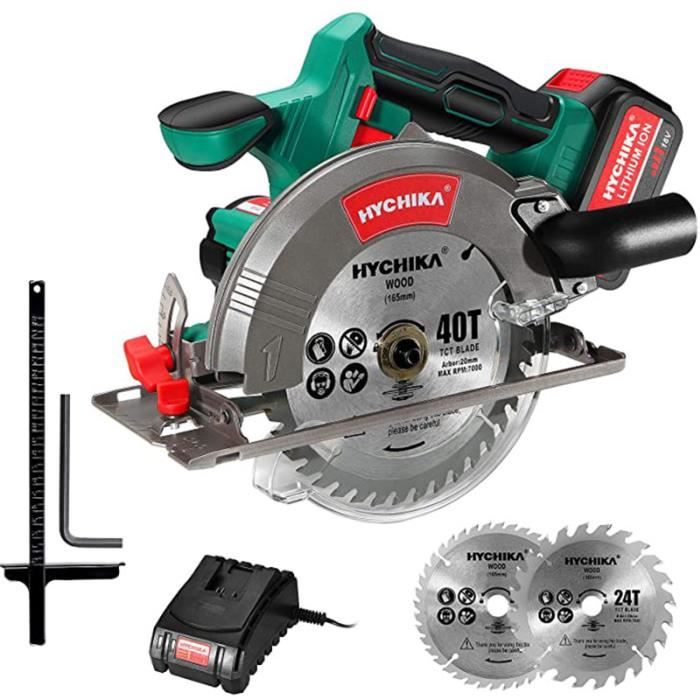 Scie Circulaire Sans Fil, HYCHIKA 18V 4000RPM, Scie Circulaire ...