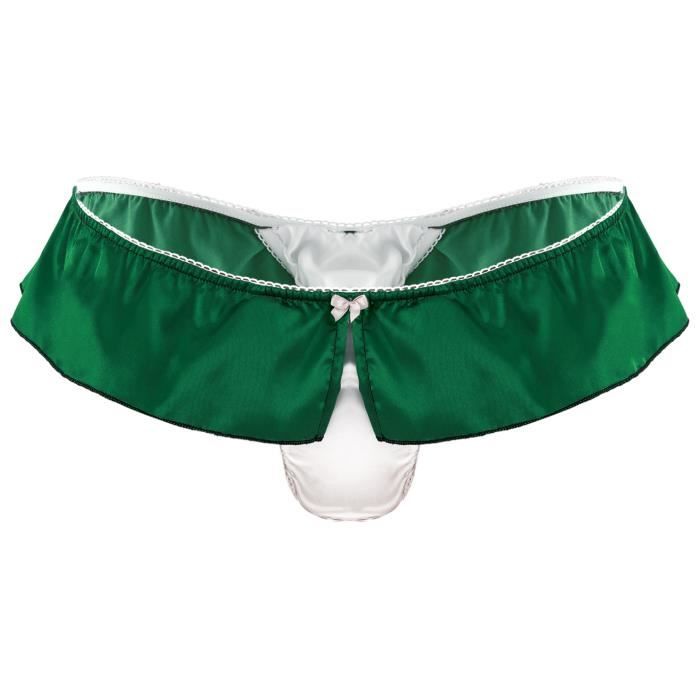 Inhzoy Homme String Satin Sous-vêtement À Volants Slip Tanga Thong ...