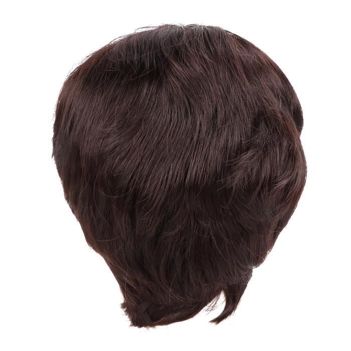 Pwshymi Perruque Homme Marron Foncé Courte Cheveux Pleins - Cdiscount ...