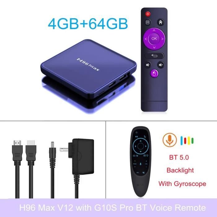 Boîtier TV - Woopker - H96 Max V12 - Android 12 - 4 Go/32 Go/64 Go - 4K ...